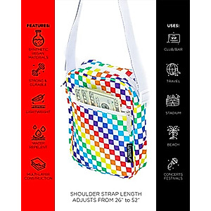 Fydelity Rainbow Checkered Small Crossbody Bag for Women, Sling Bag Festival Crossbody Bag for Men, Womens Sling Side Shoulder Bag, Crossbody Bags Festival Bag Concert Cross Body Bag Purse Gay Pride