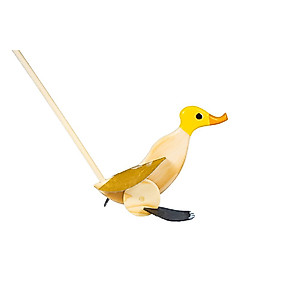 Wooden Push Toy Duck (Yellow) - 18 Months to 3 Years Old - Walking Toddler Toys Preschool Learning Activities Walking Baby Toys Learning Toys for Toddlers Develops Motor Skills