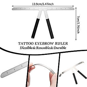 2 Pieces Tattoo Eyebrow Ruler 3-Point Positioning Ruler Eyebrow Golden Ratio Caliper Microblading Ruler Brow Caliper Measuring Tool Plastic Eyebrow Caliper for Student (Silver)