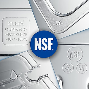 CURTA 6 Pack Food Pan Lids, 1/6 Size Polycarbonate Cover with Handle, Plastic Clear