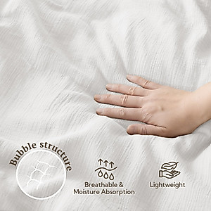 MILDLY Muslin Duvet Cover Set 100% Cotton Double-Layer Linen Like Gauze Comforter Cover 3 Pieces Breathable & Lightweight for All Season