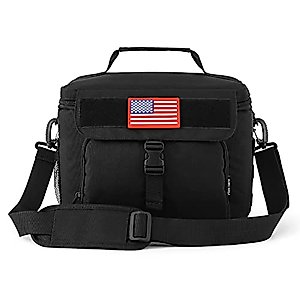 Insulated Lunch Bag for Men, Tactical Men Lunch Box Leakproof Meal Prep Lunch Cooler Bag with Shoulder Strap, Water Resistant MOLLE Reusable Adult Large Lunch Bags for Work Office Travel, Black