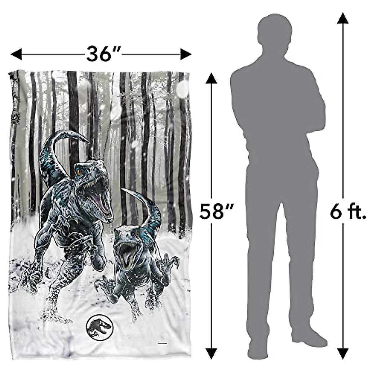 Jurassic World: Dominion Blanket, 36"x58" Forest Hunt Raptors Silky Touch Super Soft Throw Blanket