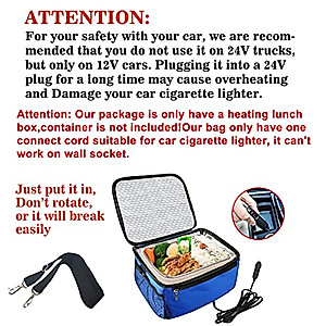 Portable Oven 12V Personal Food Warmer,Car Heating Lunch Box,Electric Slow Cooker For Meals Reheating & Raw Food Cooking for Road Trip/Office Work/Picnic/Camping/Family gathering(12V) (Blue)