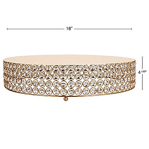 Simply Elegant - 18" Round Crystal Beaded Cake Stand, Large Cake, Dessert Cupcake Pastry Candy Display Plate for Wedding Event Birthday Party Celebration - Gold