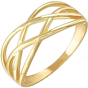 10k Yellow Gold Woven Celtic Knot Band Style Ring - Size 8