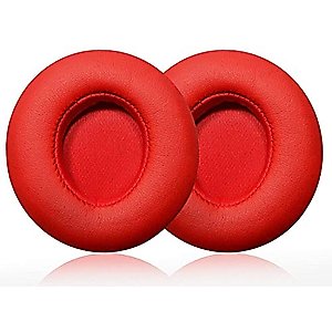Replacement Ear Pads Ear Cushion Kit Memory Foam Earpads Compatible with Beats Solo 2 Solo 3 Wireless Headphones with Soft Protein Leather (Red)