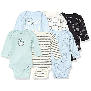 Gerber Baby Boys' 6-Pack Long-Sleeve Onesies Bodysuit, Bear, 0-3 Months