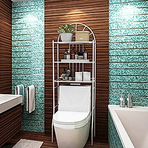 Tangkula Bathroom Space Saver, 3-Tier Over The Toilet Storage Rack, Bathroom Organizer with Metal Frame Shelf for Home Bathroom Laundry, 23.5 x 10.5 x 68 Inches, White