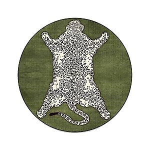 LIKETN Vintage Tiger Print Round Area Rug Luxury Boho Decor Carpet for Farmhouse Bedroom Large Living Room Courtyard Kitchen Runner Rugs Non Slip Indoor Outdoor Door Mat Home Décor 4.6' X 4.6'