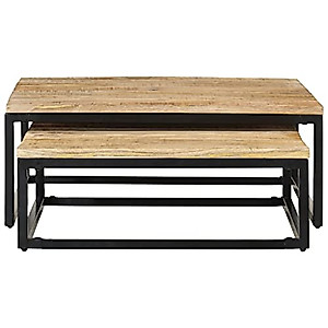 QJBSAVVA Nesting Coffee Tables 2 pcs Solid Mango Wood,Bedside Tables Side Tables End Tables Entrance Tables Suitable for Meeting Rooms, Reception Rooms, Offices