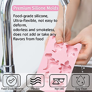 Joyeee Silicone Baking Mold Tray, Cartoon Dinosaur Candy Mold Non-stick Muffin Pan Cake Molds for Pudding Ice Cube Chocolate Fondant Cake Decorations DIY Handmade Soap, fit for Kids Parties, Birthday