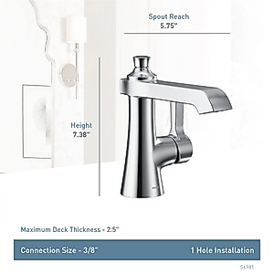 Moen Brushed Gold Flara One-Handle Single Hole Bathroom Faucet with Drain Assembly, S6981BG
