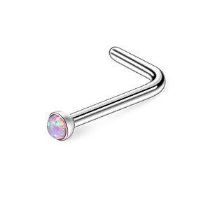 Ruifan 22G 316L Surgical Steel 1.5mm Mix Color Jeweled Opal & Clear CZ Nose L-Shaped Rings Studs Ring Body Piercing Jewelry 8PCS