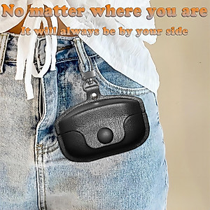 SKPY Secure Snap-Fastener Leather Case Compatible with Sony WF-1000XM4 Scratch Shockproof Leather Cover with Anti-Loss Keychain for Boys Girls Womens Mens