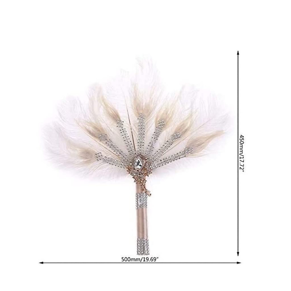 Chinese Fan Folding Hand Fan Bridal Feather Bouquet Decorative Fan Crystal Bridesmaid Wedding Bouquet Flapper Folding Fan Paper Fan Hand Folding Fans Vintage Style
