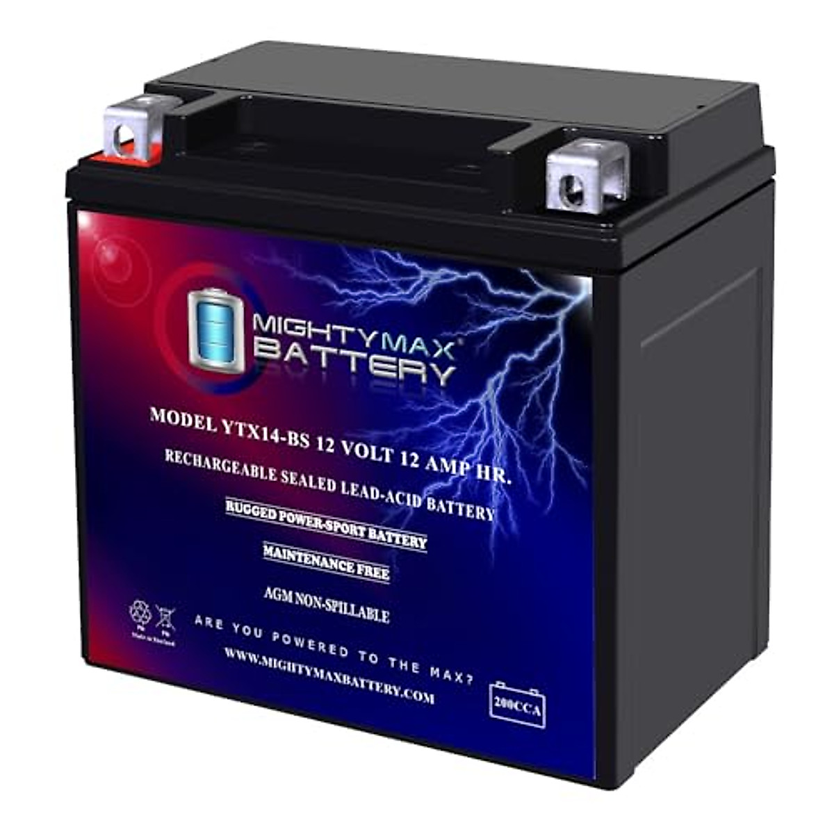 Mighty Max Battery YTX14-BS Battery for Kawasaki ZX14 Ninja 1400CC 06-09