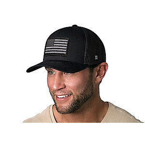HAKA American Flag Hat, USA Trucker Hat for Men & Women, Adjustable Baseball Cap, Mesh Snapback, Durable Outdoor Black Hat