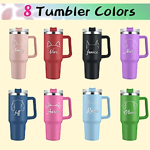 Dog Mom Tumbler Personalized with Handle Name Custom Tumblers for Dog Dad Lovers Owners Mothers Day