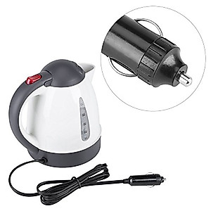 Fdit Portable Car Electric Kettle Road Trip Travel Cigarette Lighter DC12V/24V Heated Water Tea Coffee Kettle Auto Shut Off (1000ml (Kettle) (12V)