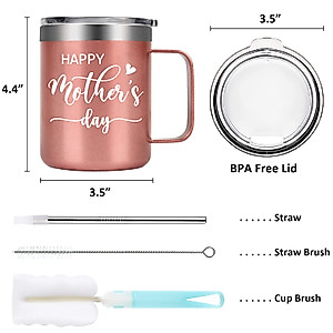 Gtmileo Mothers Day Gifts for Mom, Happy Mothers Day Stainless Steel Insulated Coffee Mug, Mom Gifts from Daughter Son, Birthday Christmas Gifts for Mom New Mom Mom to Be Mother Women(12oz, Rose Gold)