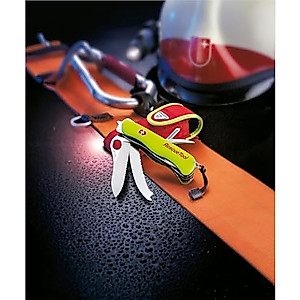 Victorinox Rescue Tool with Nylon Pouch Swiss Army Knife, 13 Functions, Swiss Made Pocket Knife with Seatbelt Cutter and Glass Saw - Fluorescent Yellow