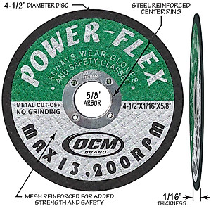 50 Pack 4 1/2 Inches x 1/16 Inches x 5/8 Inches Premium Cut Off Wheels - For Cutting all Ferrous Metals and Stainless Steel
