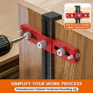 Cabinet Hardware Jig, Adjustable Cabinet Jig for Pulls and Handles, Cabinet Handle Template Tools Cabinet Pull Jig with Punch Locator, Drill Guide, Drill Bits