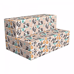 Ambesonne Floral Foldable Mattress, Spring Garden Cartoon Petals, 74.8" x 39.4", Multicolor