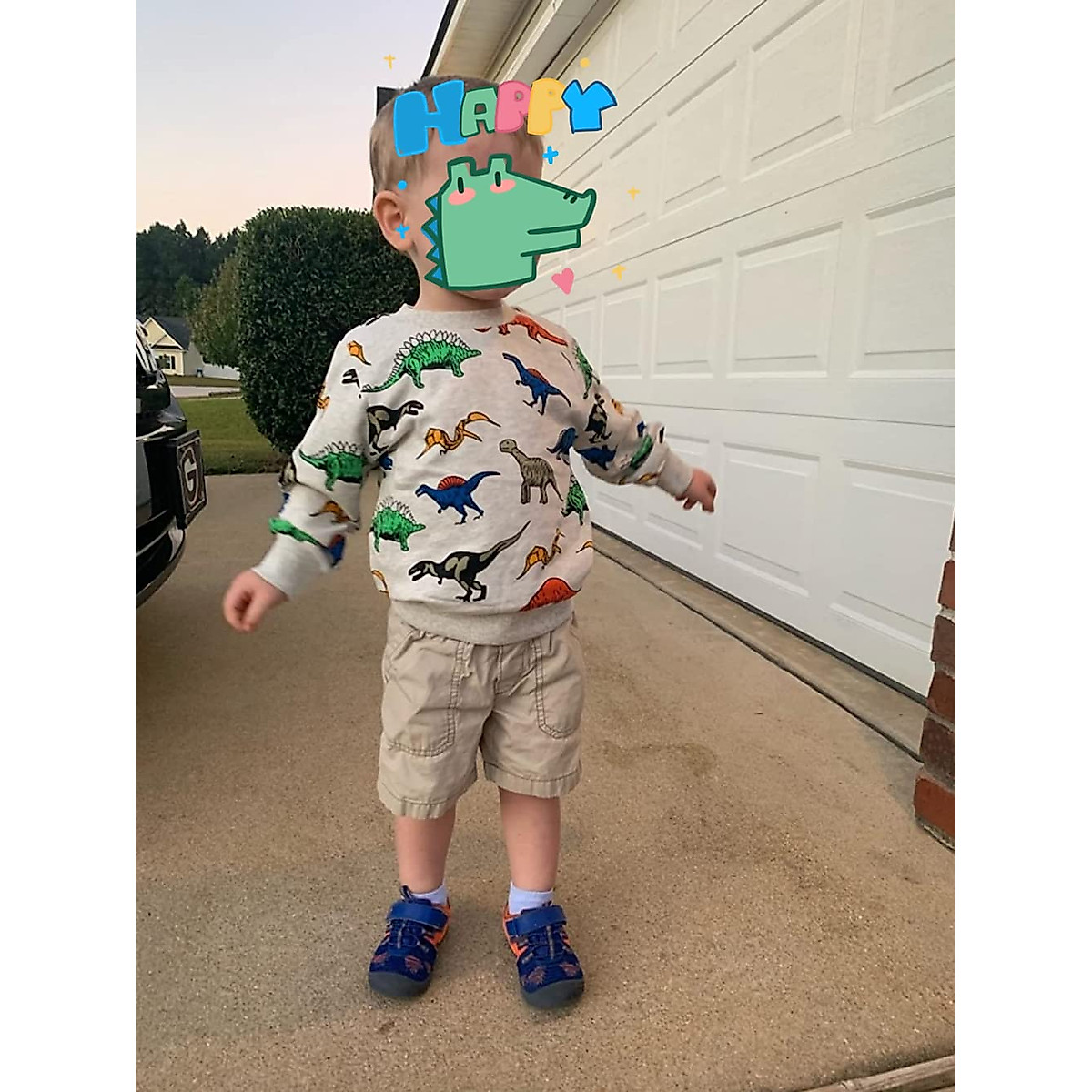 Toddler Sweatshirts Dinosaur Shirts Clothes for Boys Long Sleeve Cartoon Space Pullover Tops for Kids grey-8011 110/4T