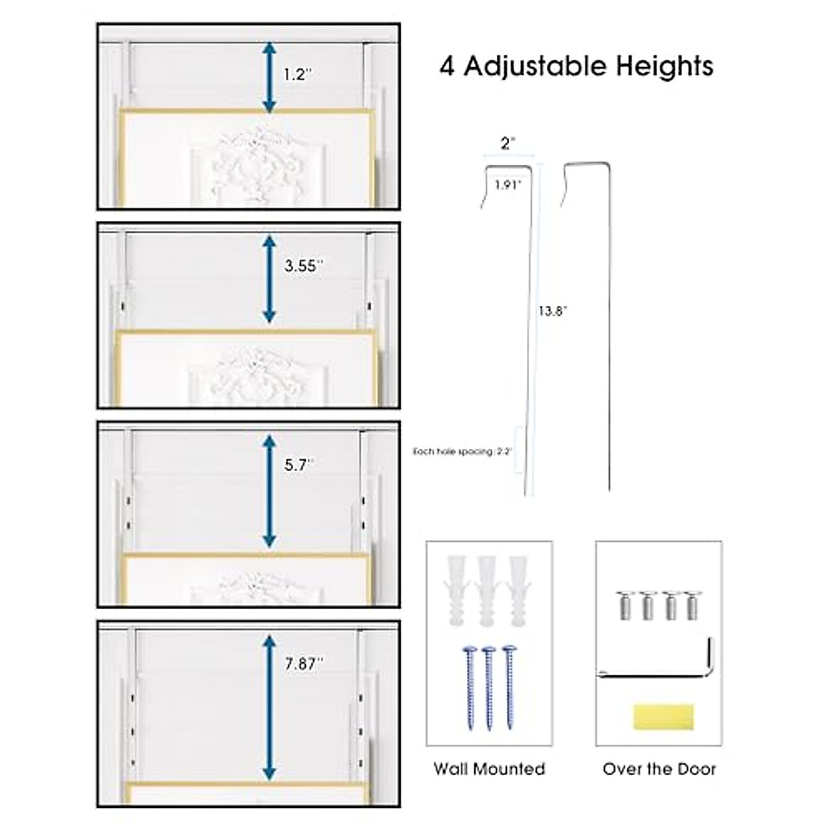 Otlsh 14"×48" Door Mirror,Full Length Mirror, Over The Door, Wall Mirror, Thin Frame, Aluminum Alloy, for Bedroom, Living Room, Entryway -Gold