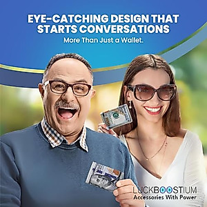 LUCKBOOSTIUM $100 Trifold Wallet - US Dollar Bill Wallet for Men - Money Wallet for Women - Leather Wallet with Card Slot and ID Window - Billfold Wallet for Teen, Boys, Kids