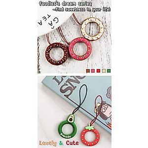 Innoc Lanyard Finger Strap Ring Strap 5 Pcs Phone Lanyard Grip Holder Cute Donuts Silicone Small Short Lanyard for Phone/USB/MP3/Key/Car Keychain