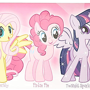 Buyartforless My Little Pony (Pink) Characters 36x12 Art Print Poster Girl Kids Wall Decor Rarity Fluttershy Pinkie Pie Twilight Sparkle Rainbow Dash Apple Dash
