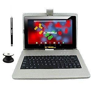 LINSAY 10.1" 1280x800 IPS 2GB RAM 32GB Android 11 Tablet with Silver Keyboard, Pop Holder and Pen Stylus
