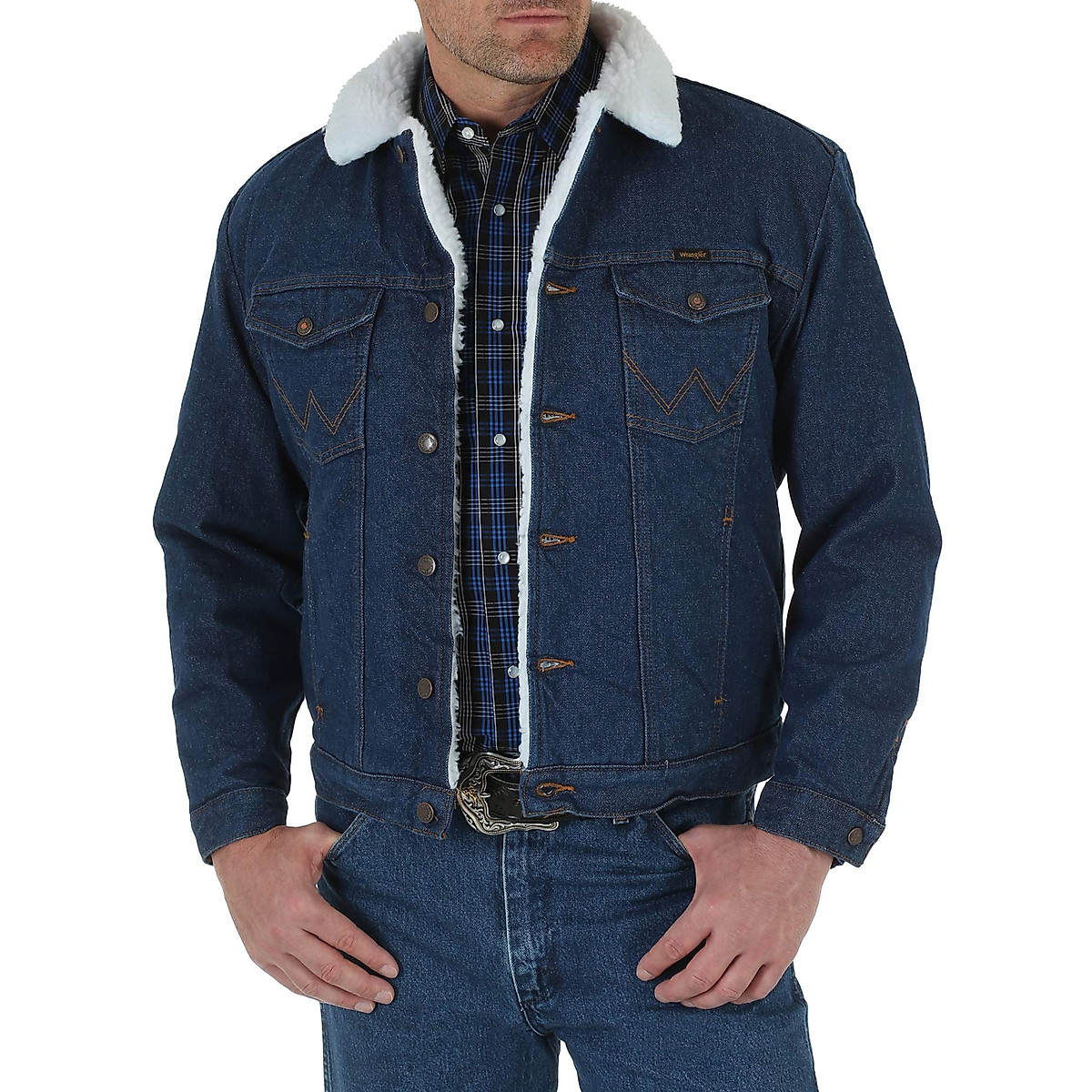 Wrangler Men's Style Cowboy Cut Western Lined Jacket, Denim/Sherpa, X-Large