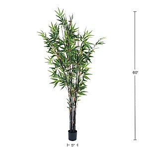 Artificial Japanese Bamboo Tree - 5-Foot Indoor or Outdoor Greenery Accent with Realistically Variegated PVC Leaves and 5-Inch Pot by Pure Garden