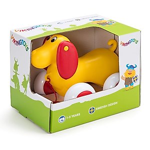 VIKINGTOYS Viking Toys - Pull Along Dog - First Pull Toy, Encourage Walking, Rolls Silently, for Kids Ages 1 +
