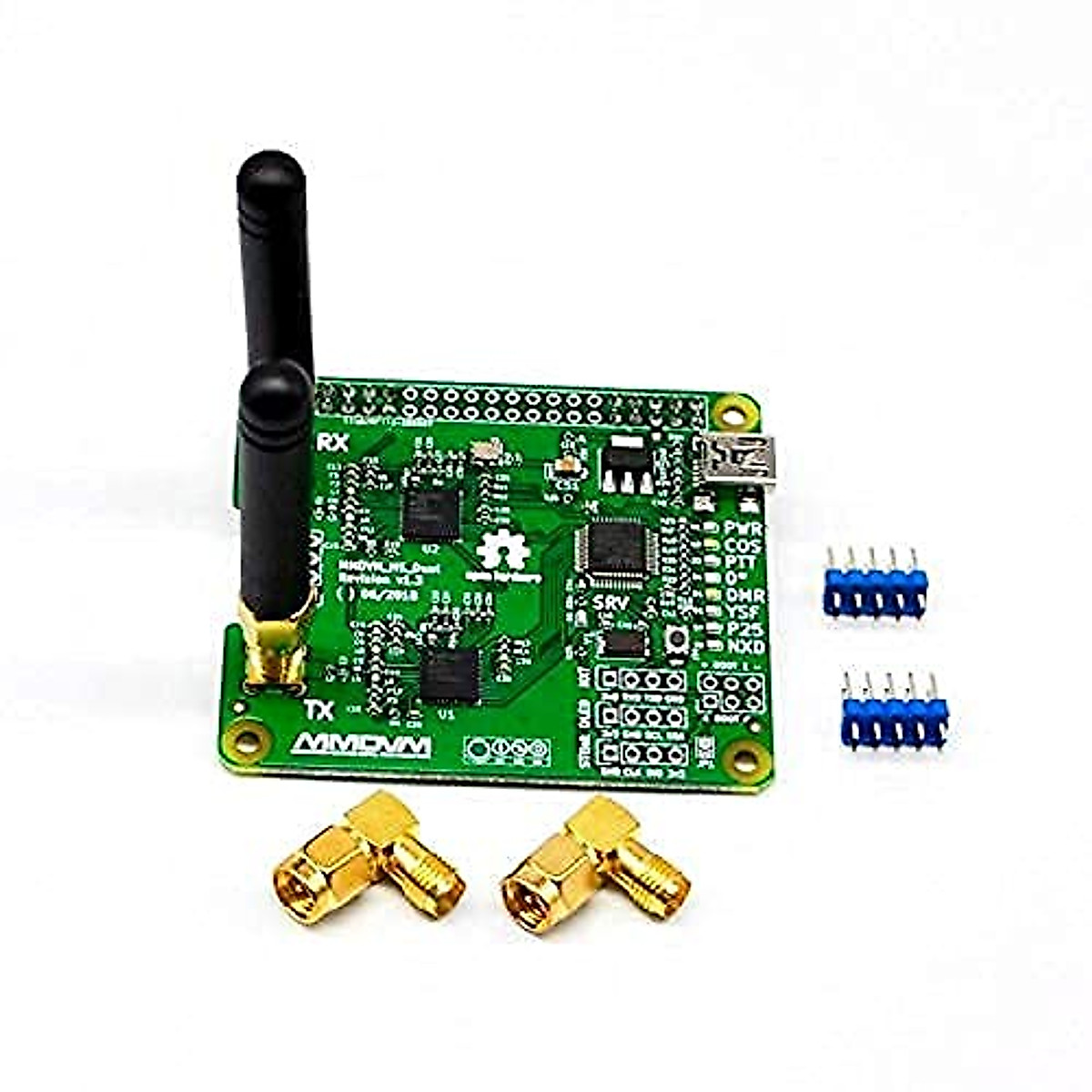 MMDVM Duplex Hotspot Module Dual Hat V1.5.2 Support P25 DMR YSF NXDN DMR Slot 1 + Slot 2 for Raspberry pi with USB Port (Without OLED)