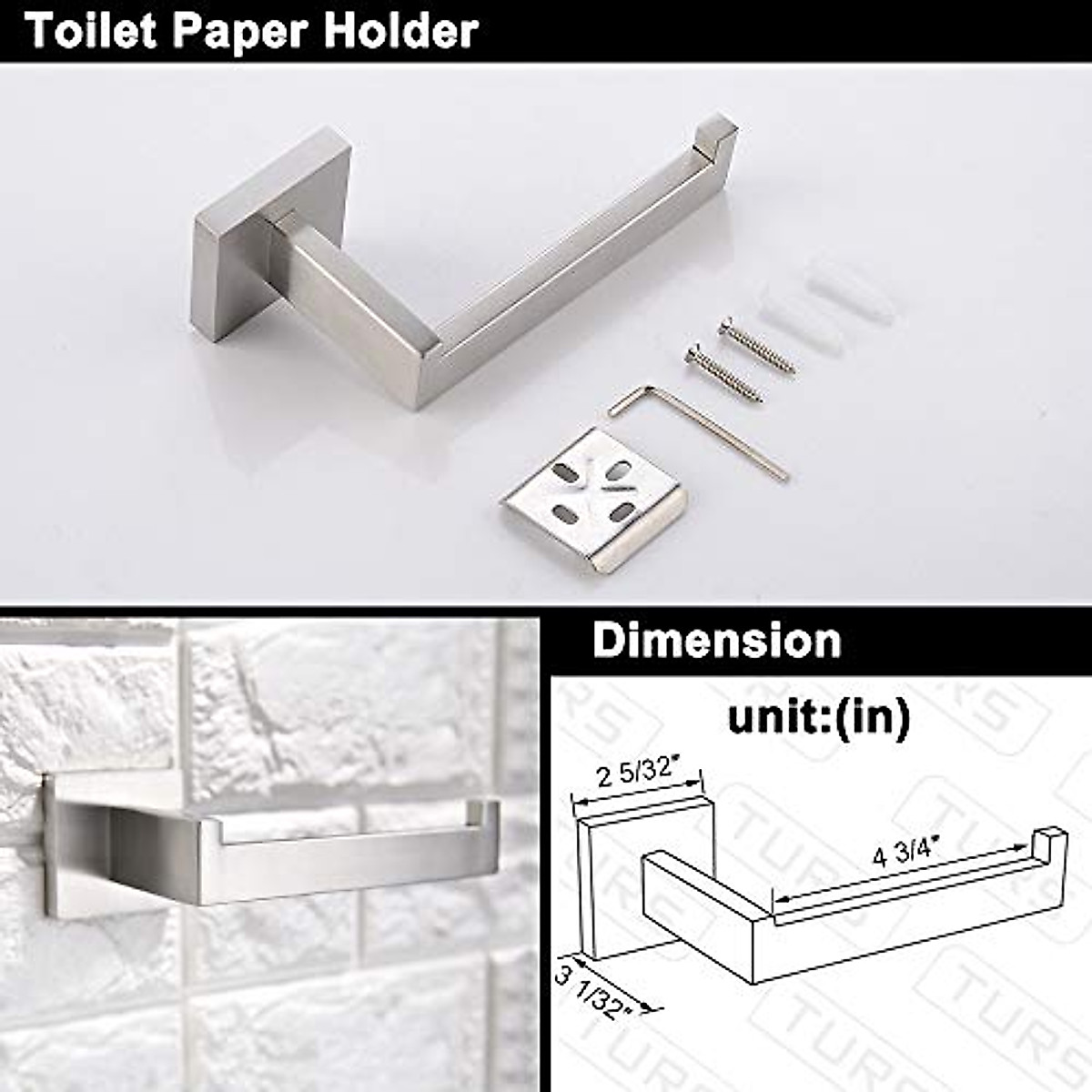 TURS 5-Pieces Bathroom Hardware Accessories Set Brushed Towel Holder Sets Bath Towel Rack Towel Shelf