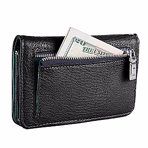 Lencca Kymira II Vegan Leather Smartphone Clutch Wallet Purse with Removable Chain Wrist Strap - Black/Marine