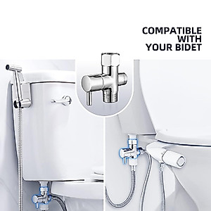 Hlsicnalm Brass T Adapter Brass T Adapter with Shut-Off Valve 3-Way Tee Connector 7/8In X 7/8In X G1/2 for Toilet Bidet Sprayer