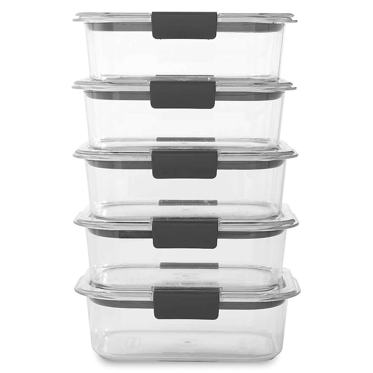 Rubbermaid Brilliance Food Storage Container, Medium, 3.2 Cup, 5 Pack, Clear & Leak-Proof Brilliance Food Storage Set, 1.3 Cup Plastic Containers with Lids, 5-Pack, Clear