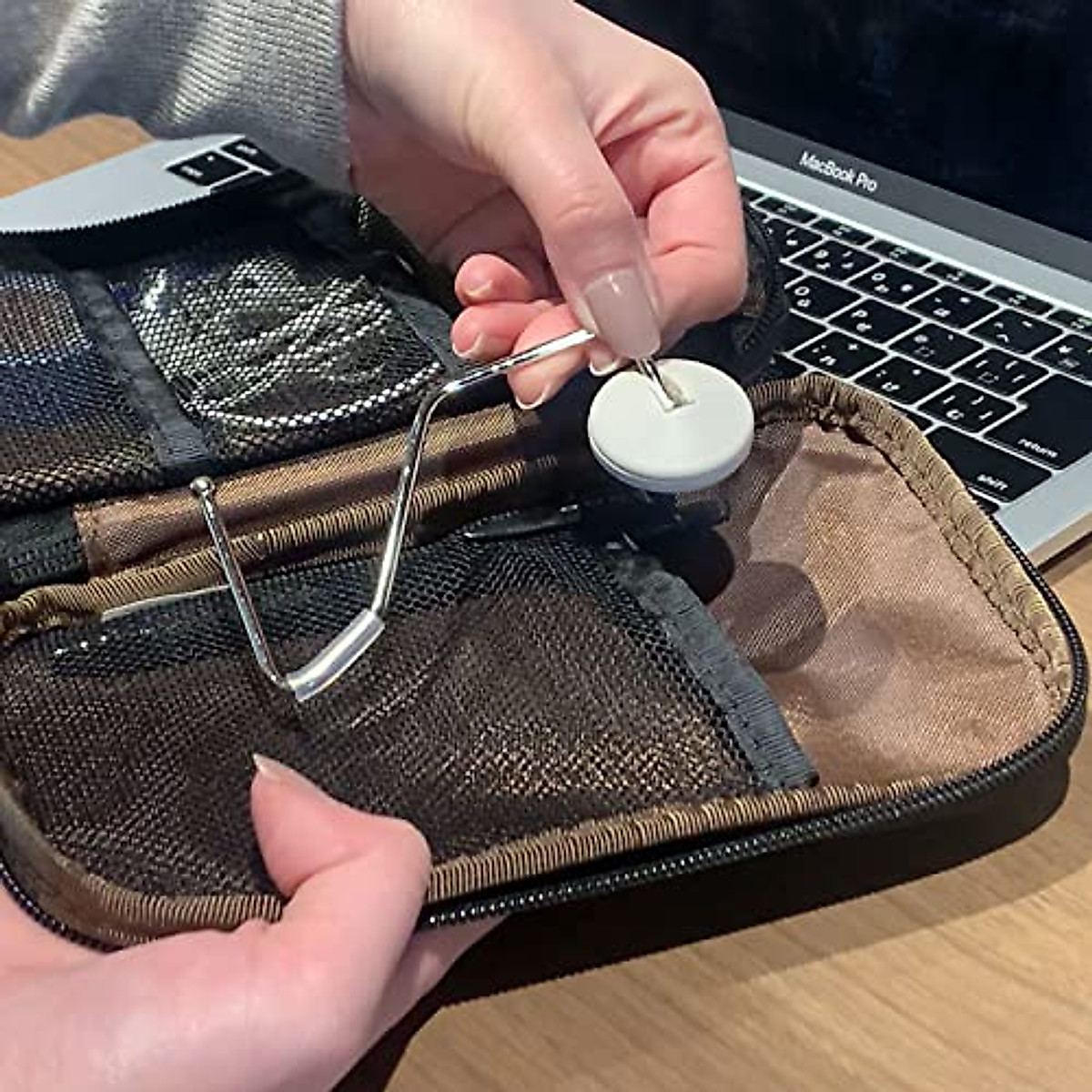 LIHIT LAB Lightweight Purse Hanger for Table, Bag Hanger, Purse Holder, Desk Hook for Gym, Restaurant, Office, Holds up to 11 pounds, 4" x 2'', Blue (A7595-8)