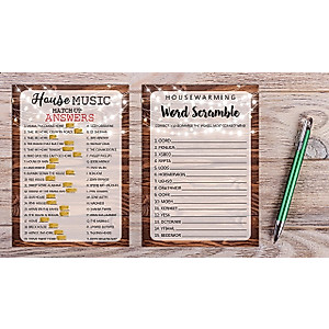 Housewarming Party Games, Word Scramble, Rustic New Home, New House, New Homeowner Party Games Cards, 30 Sheets Each Pack
