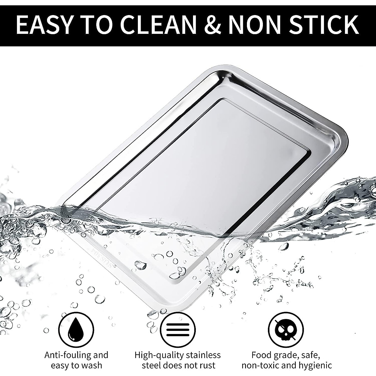 Ponliumer Stainless Steel Baking Tray Pan Compatible with Cuisinart Toaster Oven Tray,Suitable for Cuisinart Air Fryer TOA-060 and TOA-065.…