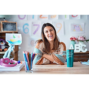 Fancyfams, Teacher Tumbler, 22oz Stainless Steel Mug, Teacher Gifts for Women - Teacher Appreciation Gifts - Gifts for Teachers on Birthday (Best Teacher Ever 22oz - Turquoise)