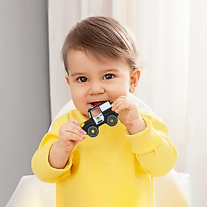 AmazingM Car Series Baby Teething Toys,Food Grade Silicone Chew Teether for 3 Months+ Infant Boy and Girl,Toddler Sensory Chewing Teether,BPA Free. (Police Car, Black)