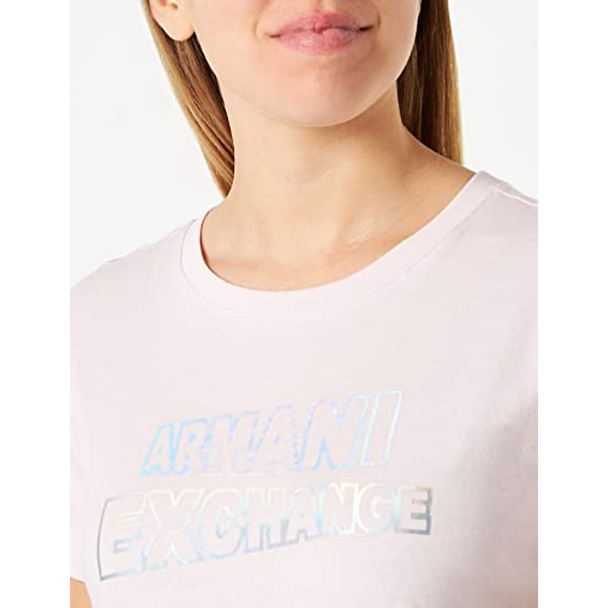 A|X ARMANI EXCHANGE Women's Crew Neck Password Print REG FIT Shirt, Illusion, X-Small
