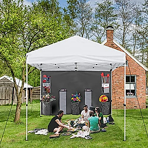 Sssideas Sunshade Sidewall, 10' x 10' with Organizer Pockets，600D Polyester 100% Waterproof for Straight-Leg Canopy（Black）